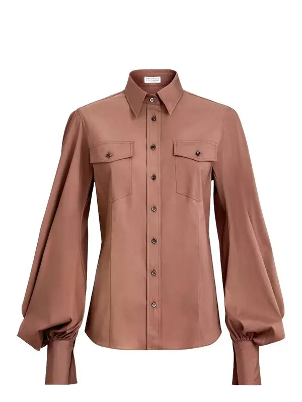 Brunello Cucinelli Balloon-sleeve Pocket Shirt - Brown