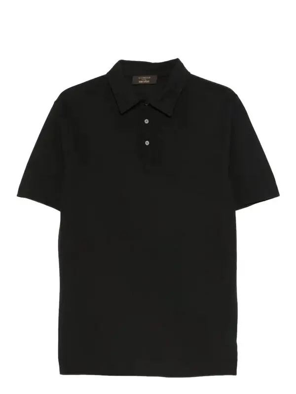 ZANONE Buttoned Short-sleeve Polo Shirt - Black