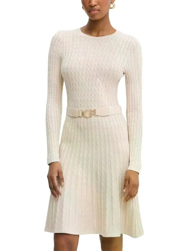 Guess Cable-knit Belted Mini Dress - Neutrals