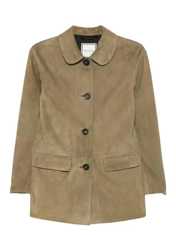 Tagliatore Button Pocket Suede Jacket - Green
