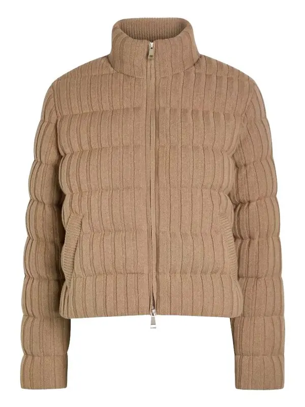 Moncler Padded Ribbed Knit Cardigan - Neutrals