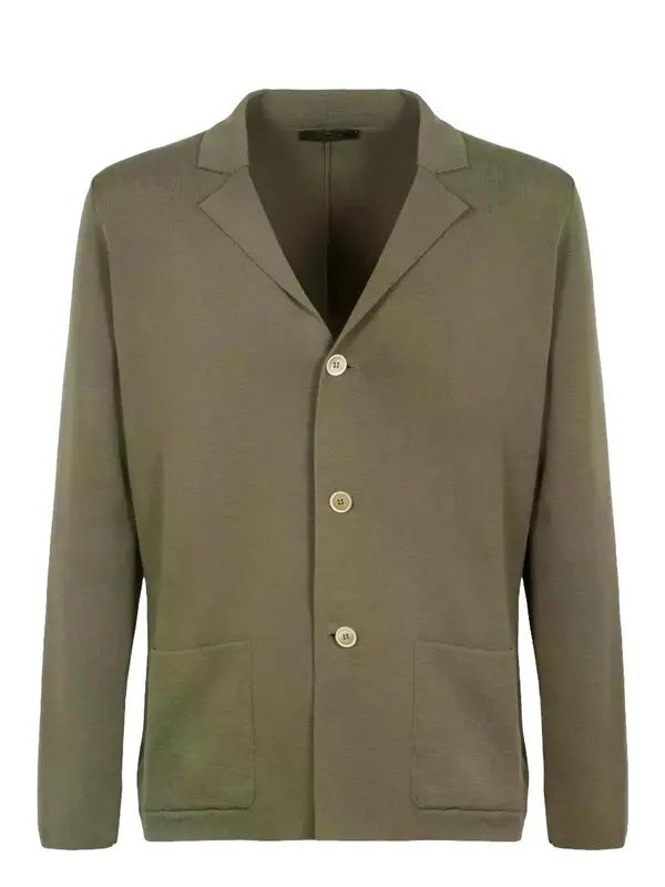 SLOWEAR Lapel Collar Cotton Cardigan - Green
