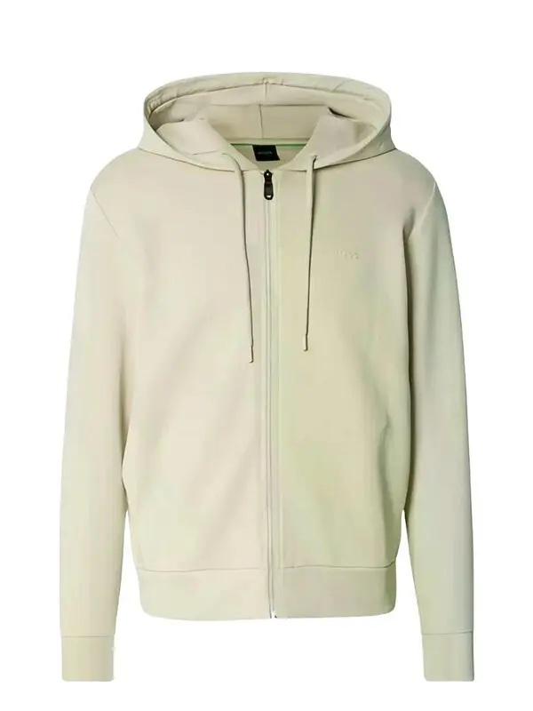 BOSS Zip-up Hoodie With Logo Detail - Neutrals