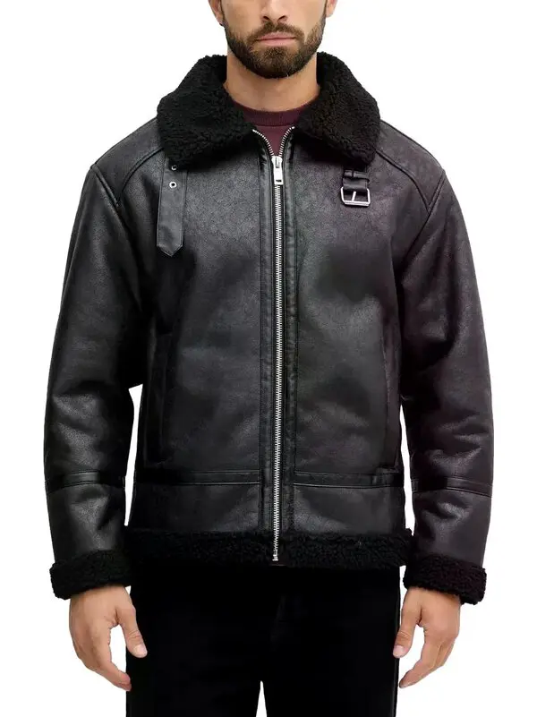 LINDBERGH Shearling Faux-leather Jacket - Black