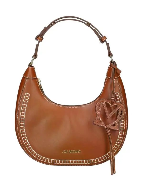 Moschino Heart-charm Stitched Shoulder Bag - Brown