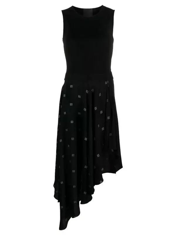 Givenchy 4g-motif Asymmetric-hem Dress - Black