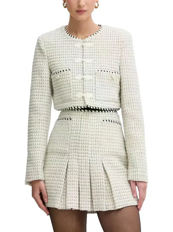 Bardot Florine Woven-texture Cropped Jacket - White