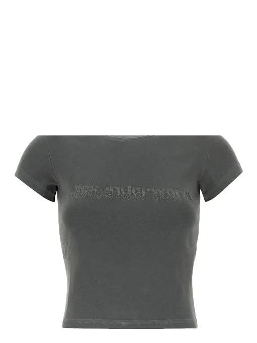 Alexander Wang Hotfix Graphic Baby Tee - Grey