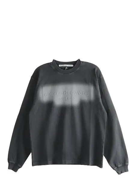Alexander Wang Emboss Logo Long Sleeve Tee - Washed Black