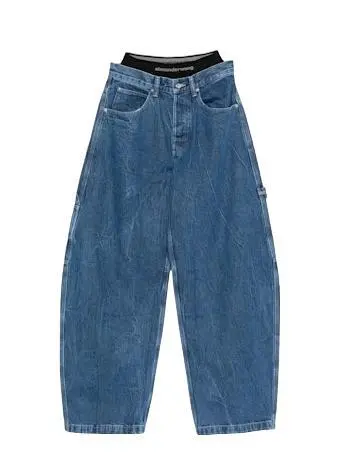 Alexander Wang Logo Elastic Oversized Jeans - Deep Blue