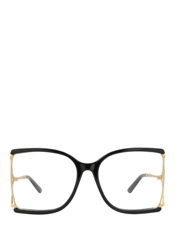 Gucci Square Frame Injection Optical Frames - Black Gold Transparent (gg0592o/30008111/001)