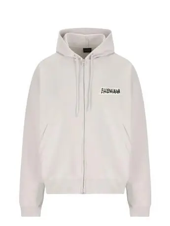 Balenciaga Over Zip-up Hoodie - Dirty White