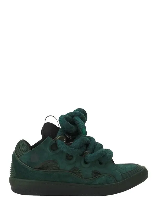 LANVIN Leather Curb Sneakers With Snake Laces - Green/black