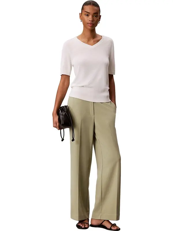 Calvin Klein Stretch Crepe Travel Pants - Tea