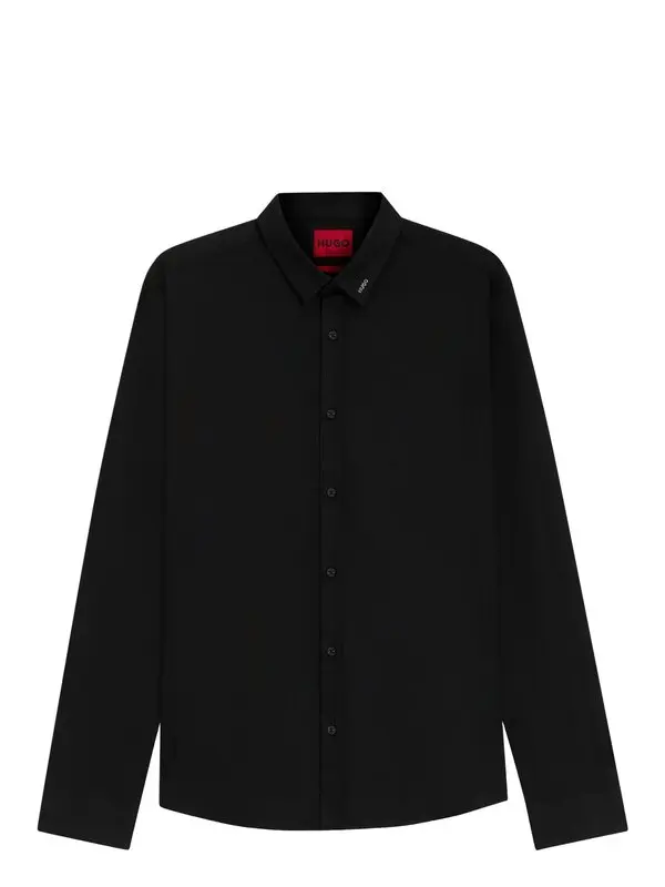 Hugo Extra-slim-fit Shirt In Stretch-cotton Canvas - Black