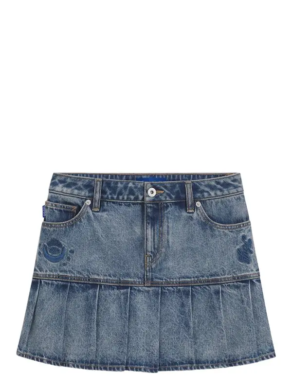 Hugo Rigid Denim Pleated Mini Skirt - Blue