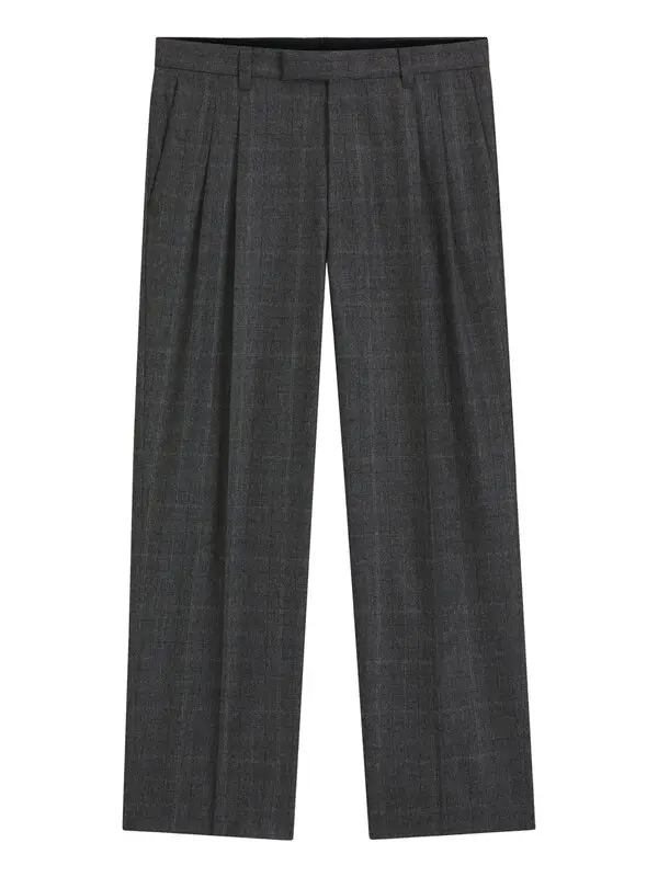 BOSS Checked Relaxed-fit Trousers - Grey