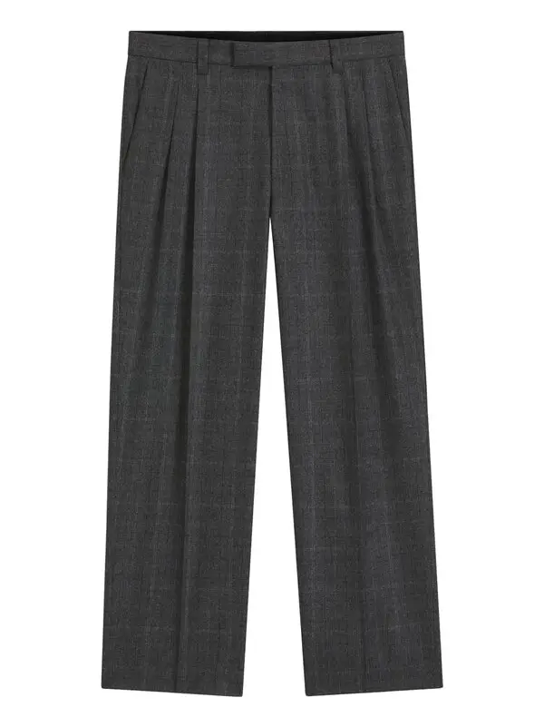 BOSS Checked Relaxed-fit Trousers - Grey
