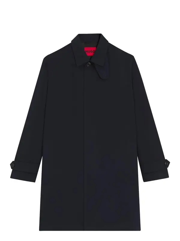 Hugo Regular-fit Gabardine Coat - Dark Blue