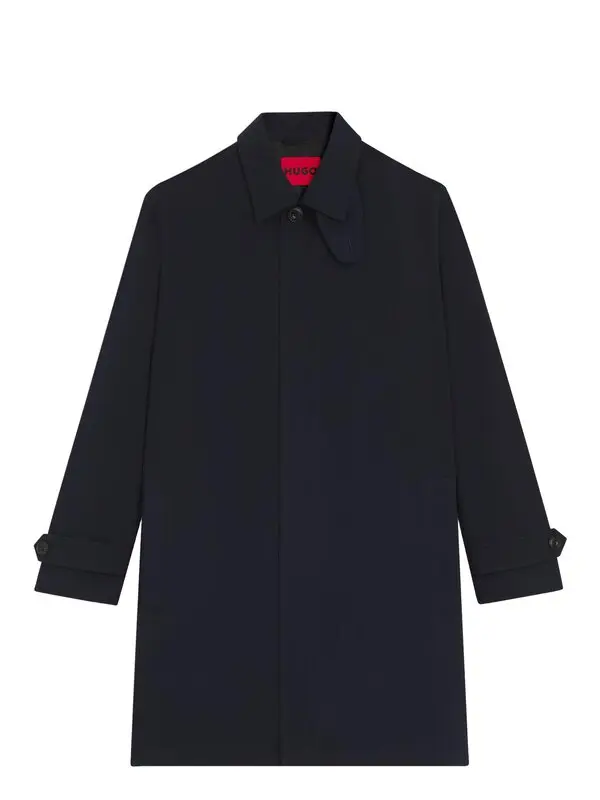 Hugo Regular-fit Gabardine Coat - Dark Blue