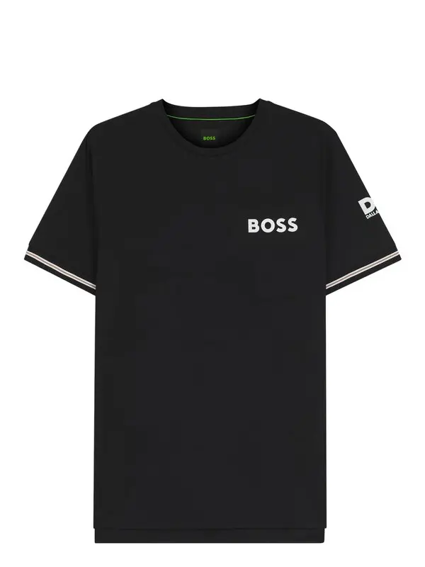 BOSS Slim-fit T-shirt In Structured Fabric With Contrast Details - Black