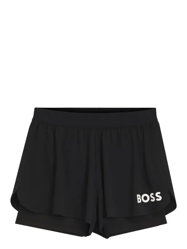 BOSS Stretch-jersey Shorts With Logo - Black