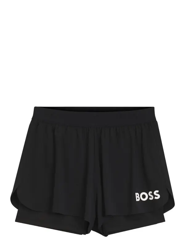 BOSS Stretch-jersey Shorts With Logo - Black