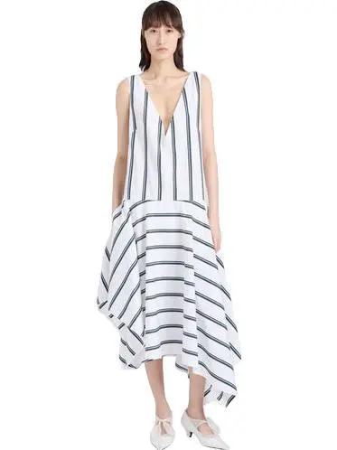 Proenza Schouler Beatriz Cotton Silk Shirting Dress - White Multi