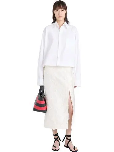 Proenza Schouler Dalma Chrysanthemum Float Jacquard Skirt - Off White Multi