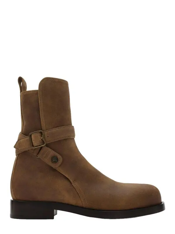Burberry Ledger Waxed Suede Ankle Boots - Boat Brown