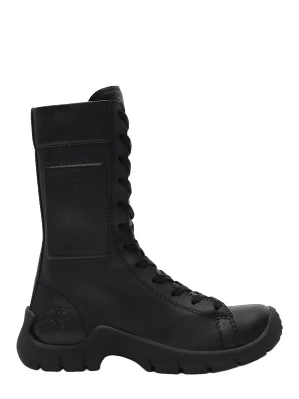Burberry Leather Tone Combat Boots - Black
