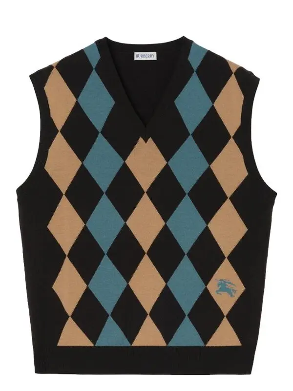 Burberry Argyle Wool Sweater Vest - Charred Brown