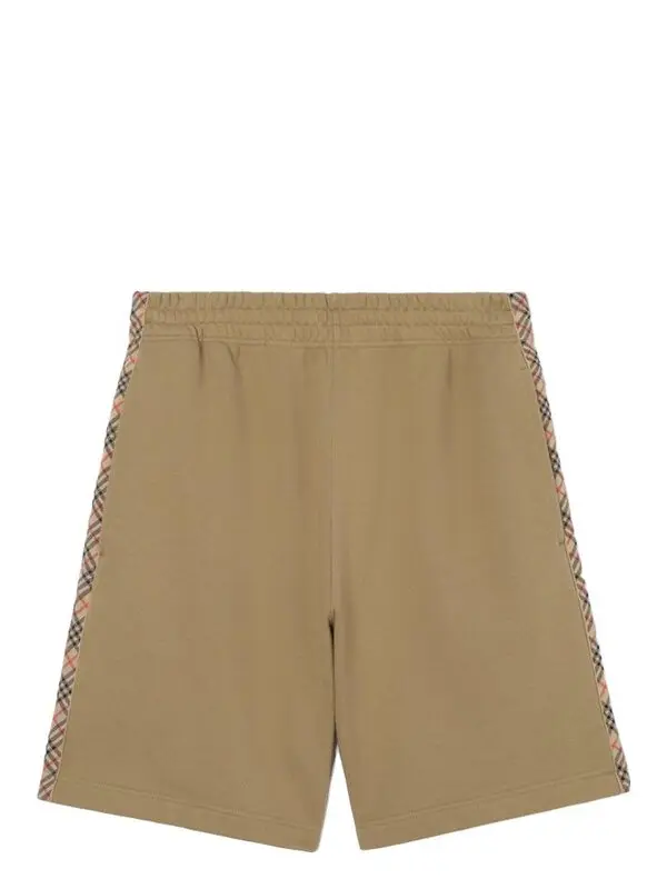 Burberry Check Trim Cotton Shorts - Sparrow Beige