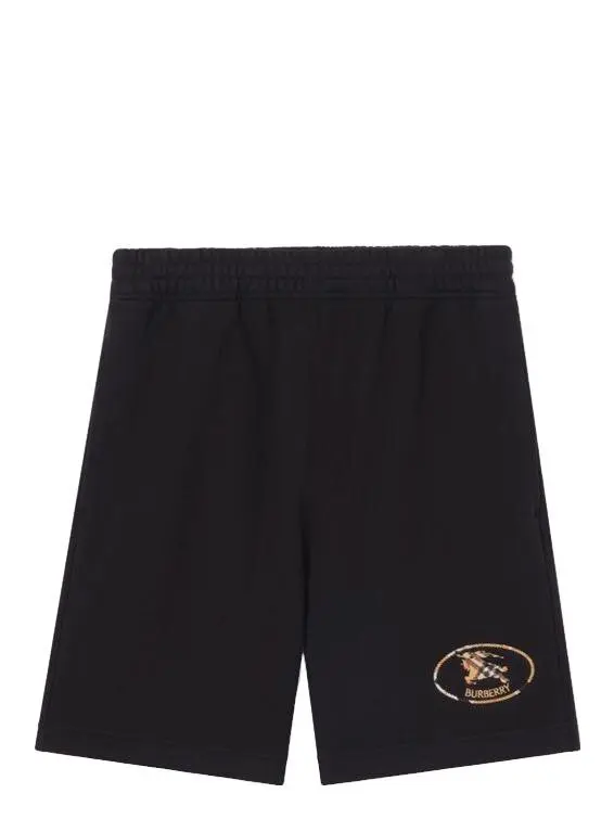 Burberry Knight Stamp Cotton Shorts - Black