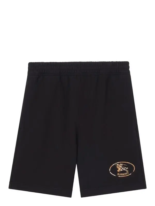 Burberry Knight Stamp Cotton Shorts - Black