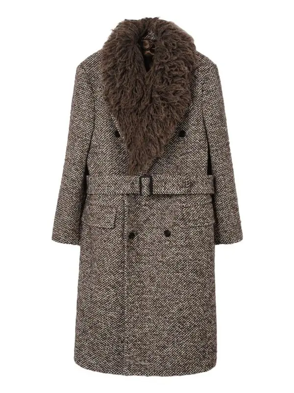 Burberry Wool Mohair Blend Tailored Coat - Rice Beige/raven Grey