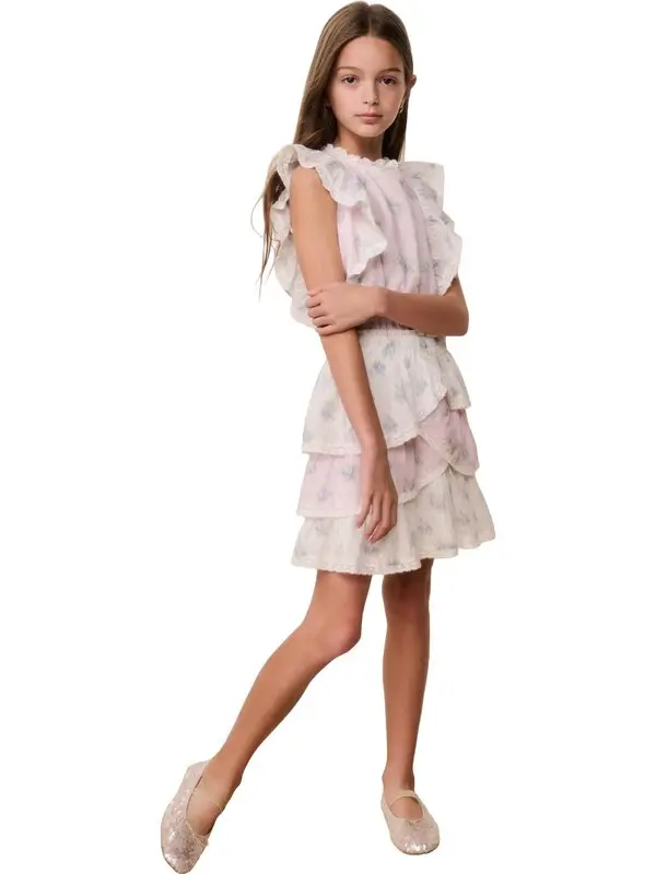 LoveShackFancy Tween Decker Mixed Print Dress - Lilac Vanilla