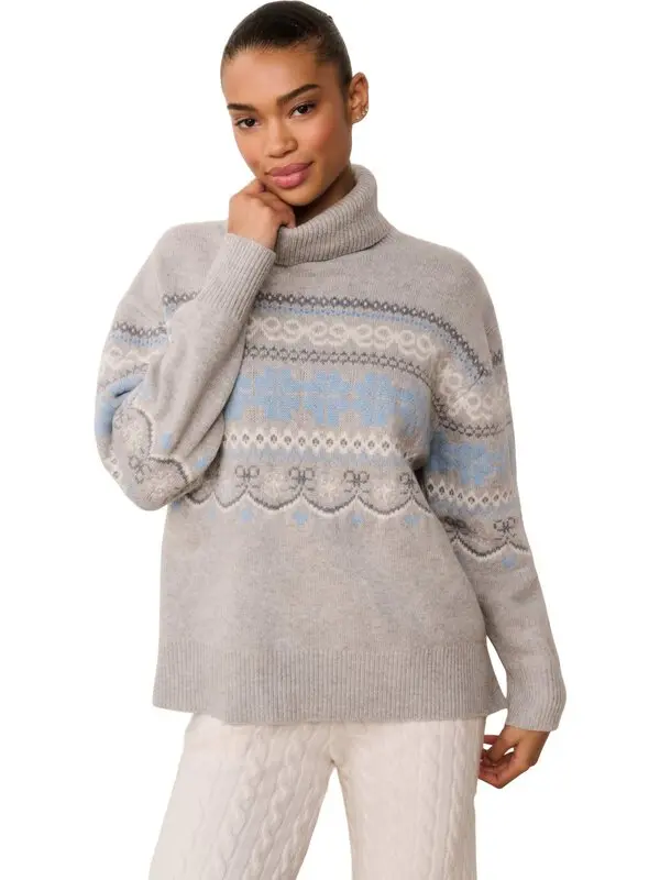 LoveShackFancy Mirin Wool Fairisle Turtleneck - Earl Gray