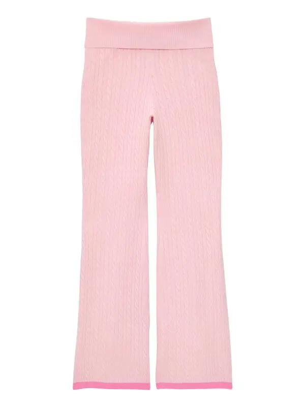 LoveShackFancy Foldover Flare Knit Pant - Pink Tulip