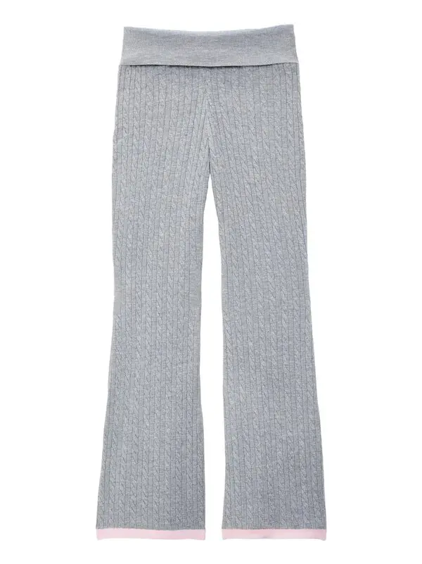 LoveShackFancy Foldover Flare Knit Pant - Vs Med Heather Grey
