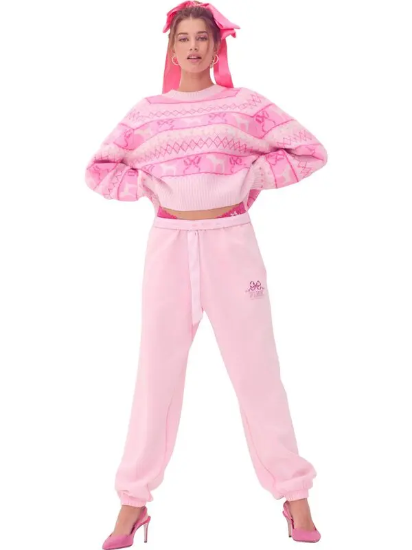 LoveShackFancy Pink X Fleece Jogger - Pink Lollipop Wash
