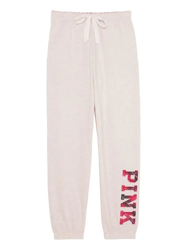 LoveShackFancy Pink X Fleece Jogger - Snow Heather