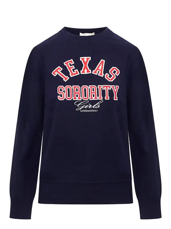 LoveShackFancy First Port Texas Sorority Top - Navy Red