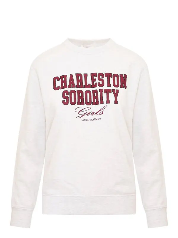 LoveShackFancy First Port Charleston Sorority Shirt - Grey And Burgundy