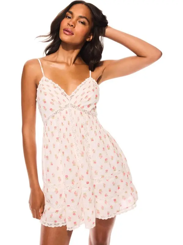 LoveShackFancy Docila Floral Mini Dress - Cream Pink