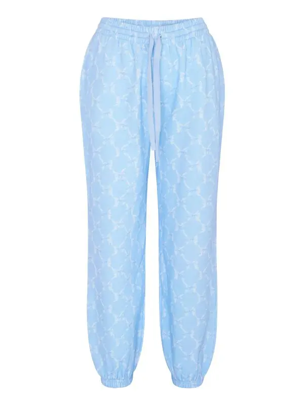 LoveShackFancy Bow Print Sweatpants - Chilled Blue
