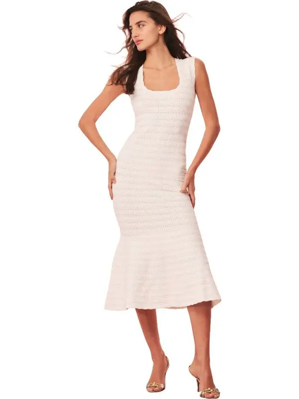 LoveShackFancy Leigh Pointelle Knit Maxi Dress - Ivory