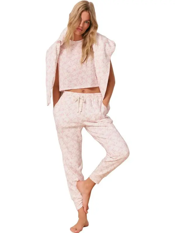 LoveShackFancy Lolana Floral Cotton Jogger - Peony Sugar