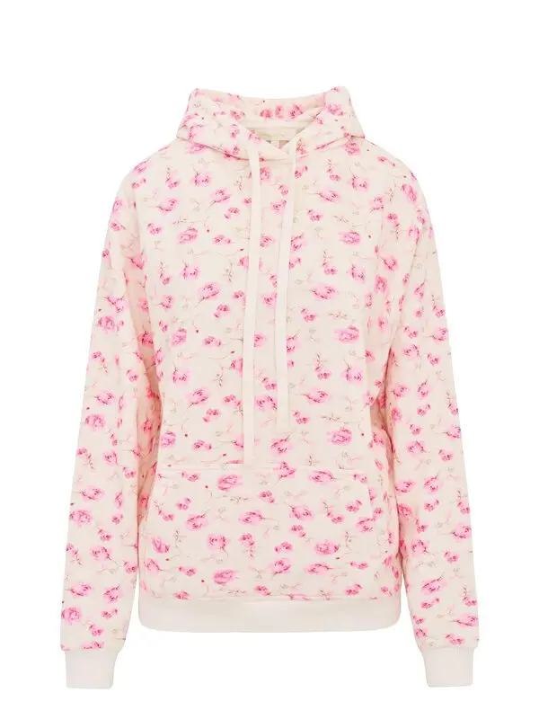 LoveShackFancy Nacova Floral Cotton Hoodie - Sterling Dusk