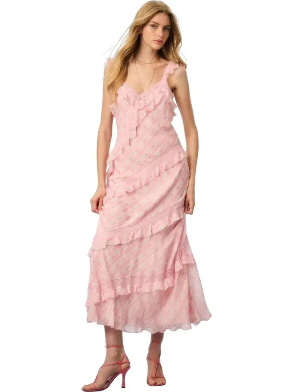 LoveShackFancy Radiance Heirloom Printed Maxi Dress - Strawberry Macaroon